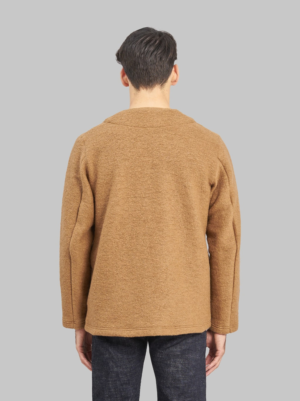 Jackman Wool Collarless Cardigan Camel