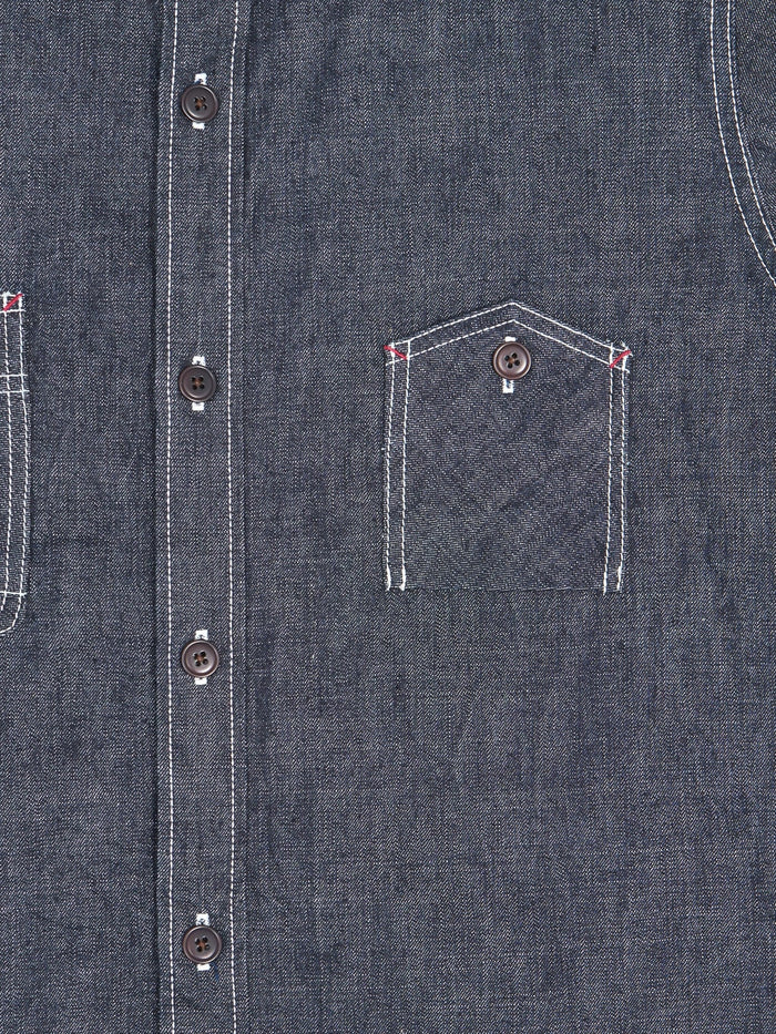The Strike Gold 10oz Grey Slub Selvedge Denim Work Shirt