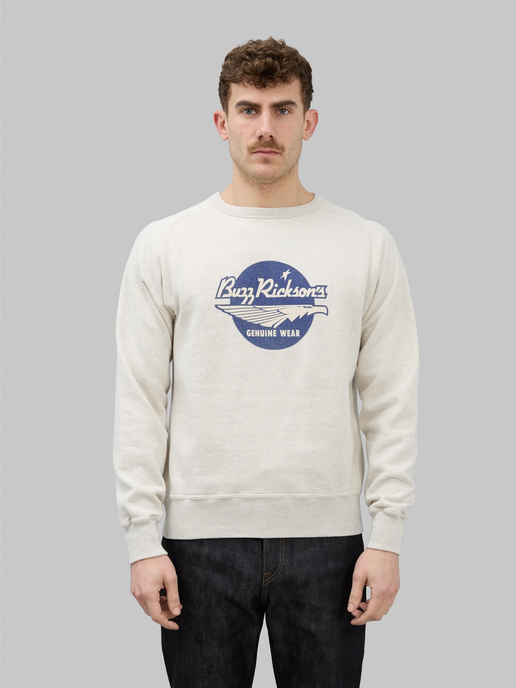 Buzz Rickson's BR69463 Freedom Sleeve Sweatshirt Oatmeal Logo – 1940s Repro