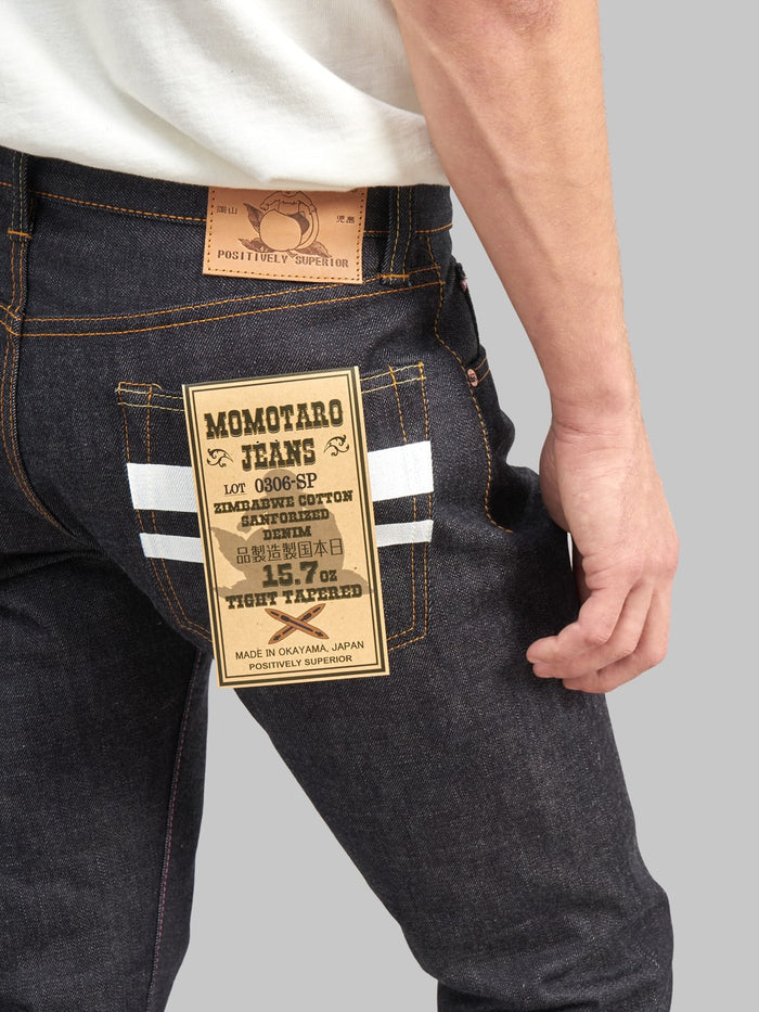 Momotaro 0306-SP Jeans: Slim Tapered Fit, 15.7oz Denim, Iconic Design