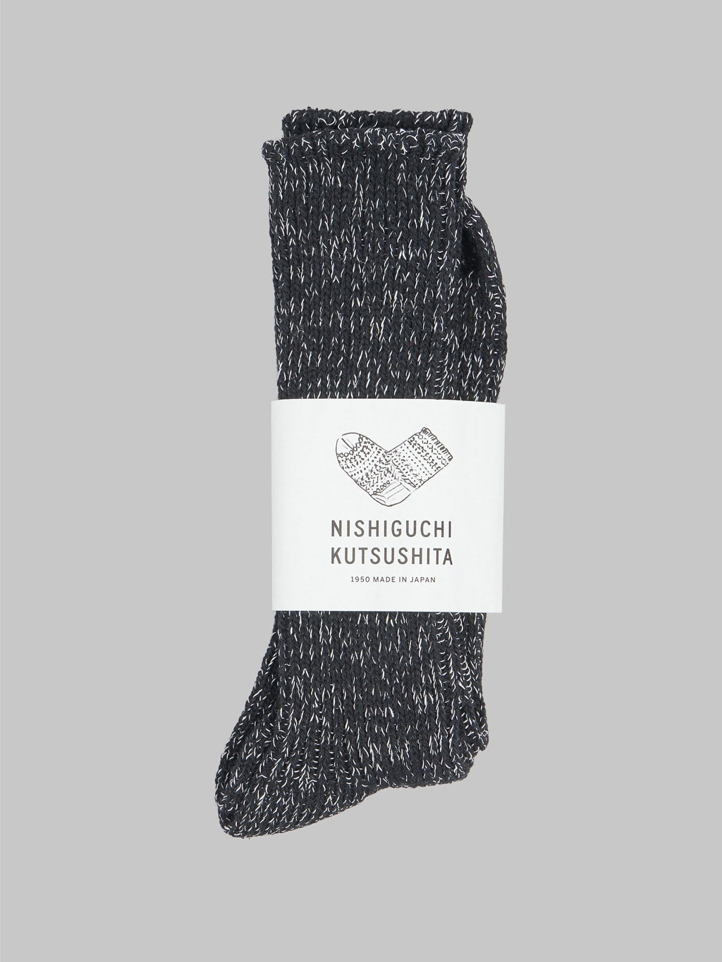 Nishiguchi Kutsushita Hemp Cotton Ribbed Socks – Black
