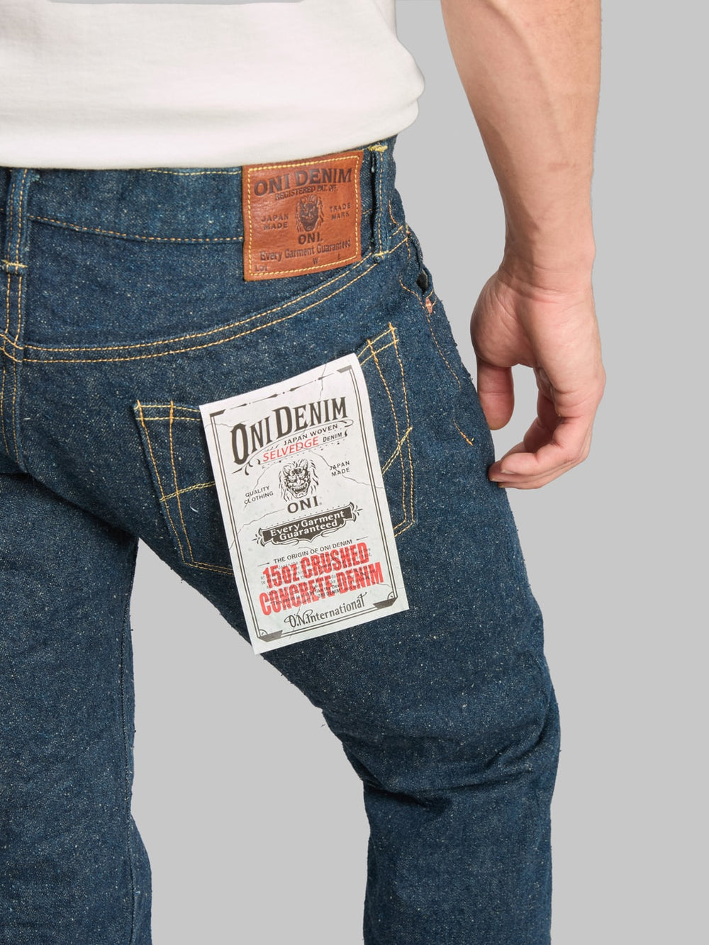 ONI 622CCD-GOLV Crushed Concrete Greyish Olive Weft 15oz Jeans