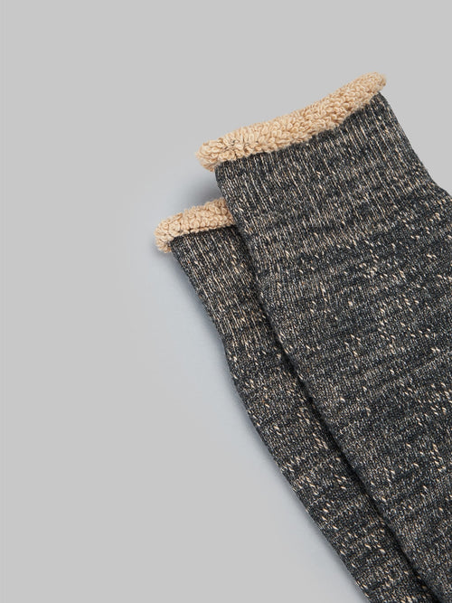 ROTOTO Double Face Crew Socks "Merino Wool & Organic Cotton" Black/Bro