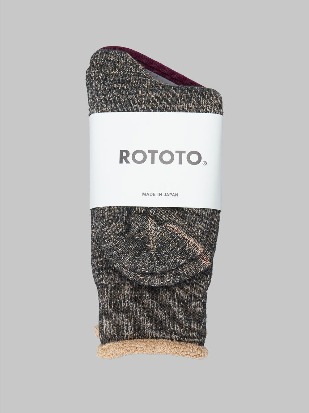 ROTOTO Double Face Crew Socks "Merino Wool & Organic Cotton" Black/Bro