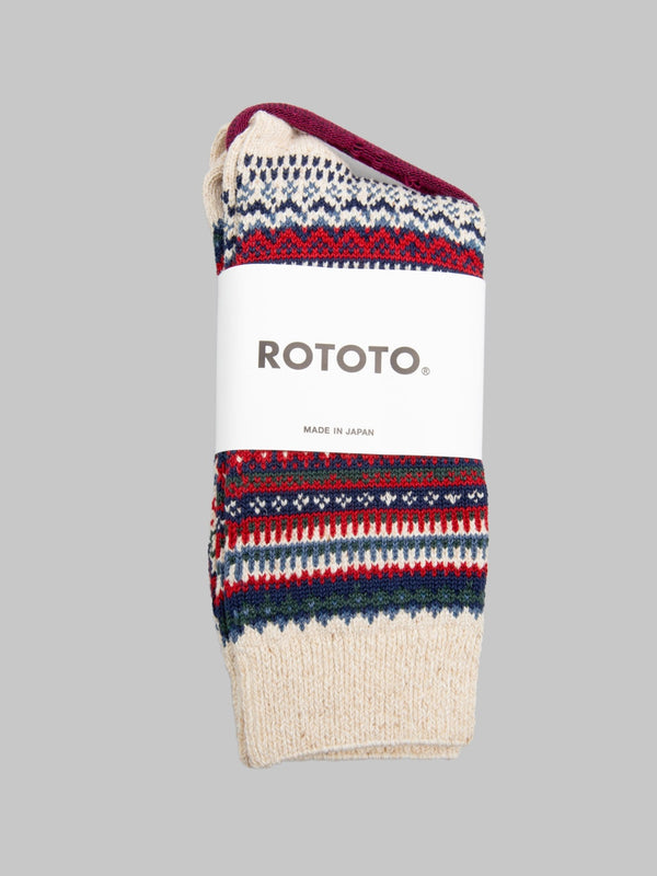 ROTOTO Nordic Pattern Crew Socks | Heritage Design | Japan