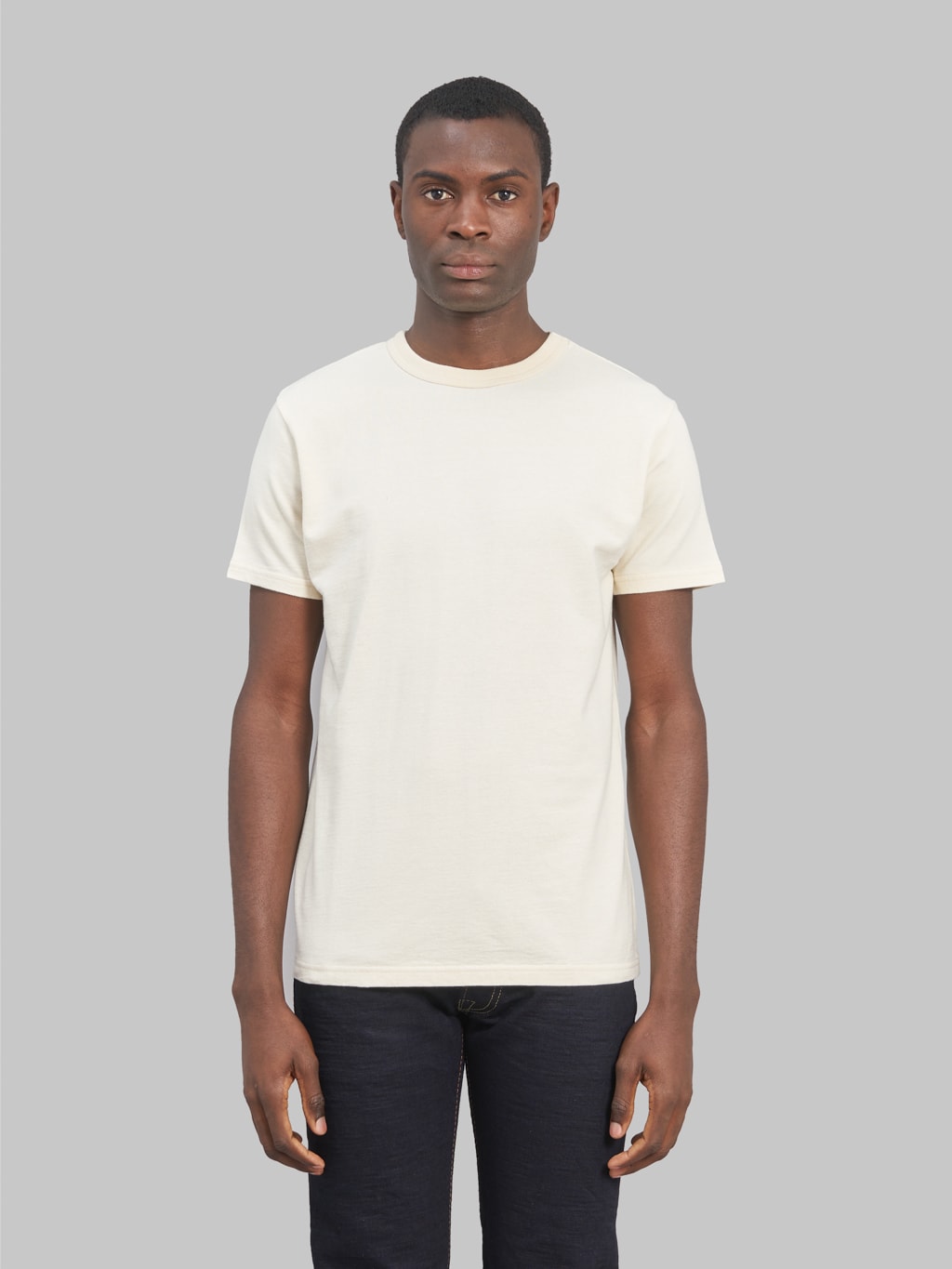 Samurai Jeans SJST25-RIM Inlay Loopwheel Solid Tee Ivory – Japan Made