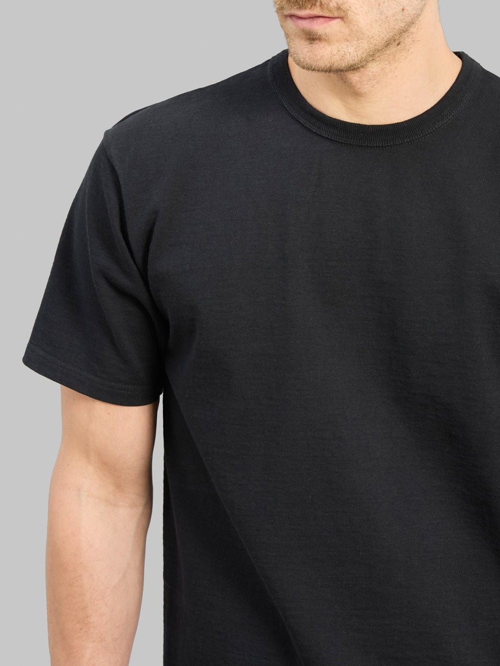The Flat Head 20oz Ultra-Heavyweight Loopwheeled Tee Black | FN-HTK-001
