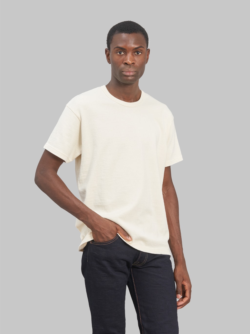 The Rite Stuff Heavyweight 9oz Loopwheel Tee Ecru | Made in Japan