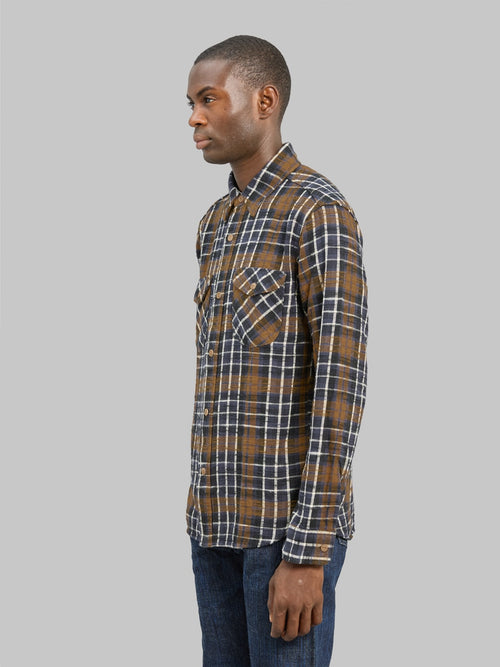UES Slubby Flannel Shirt in Purple Check Pattern
