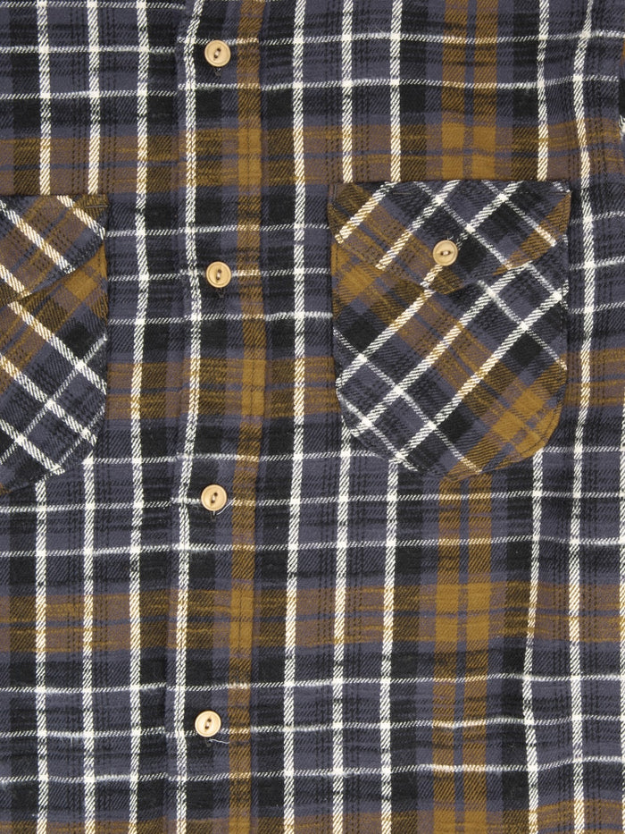UES Slubby Flannel Shirt in Purple Check Pattern