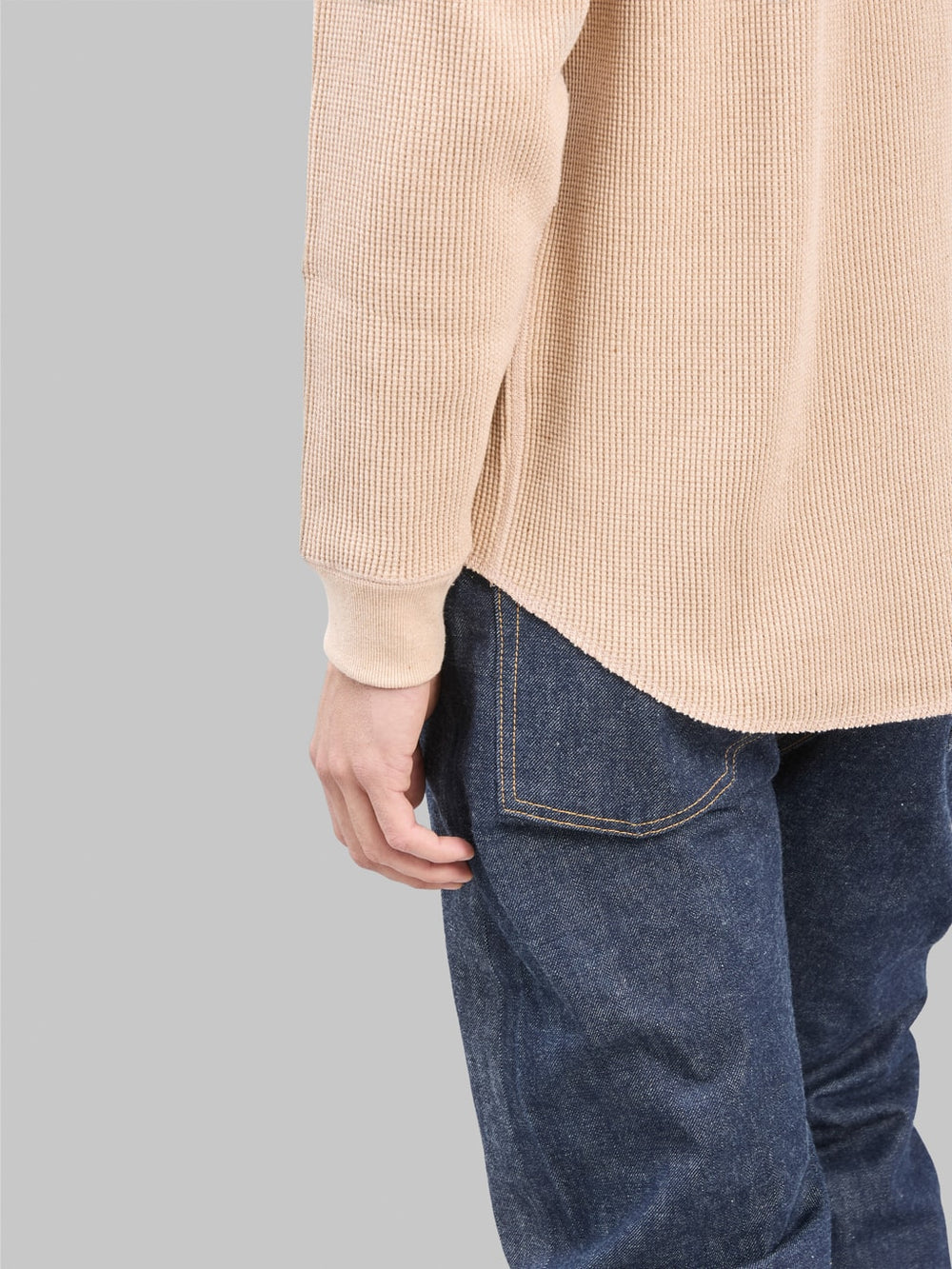 Wonder Looper Foxfibre® Waffle Henley Coyote 15 – Made in Japan