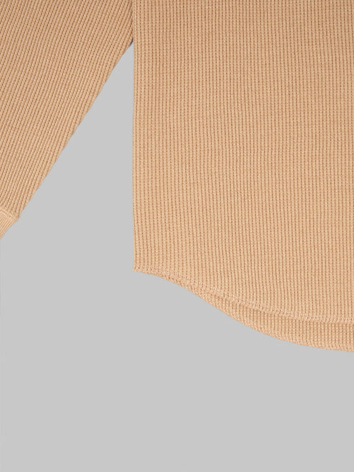 Wonder Looper Foxfibre® Waffle Henley Coyote 70 – Made in Japan