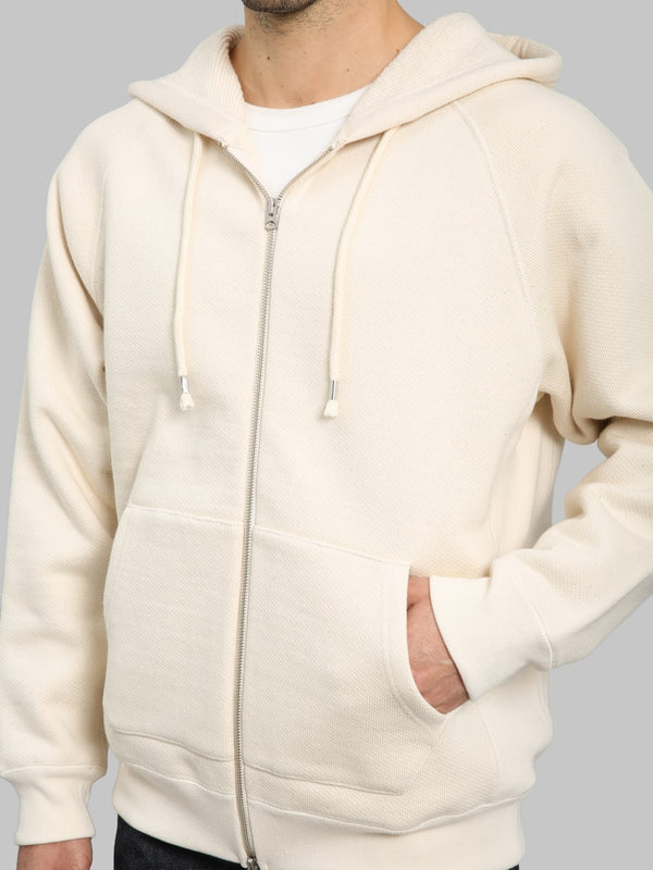 Wonder Looper 876gsm Double Heavyweight French Terry Zip Hoodie Ecru