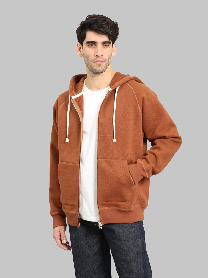 Wonder Looper 876gsm Double Heavyweight French Terry Zip Hoodie Rust
