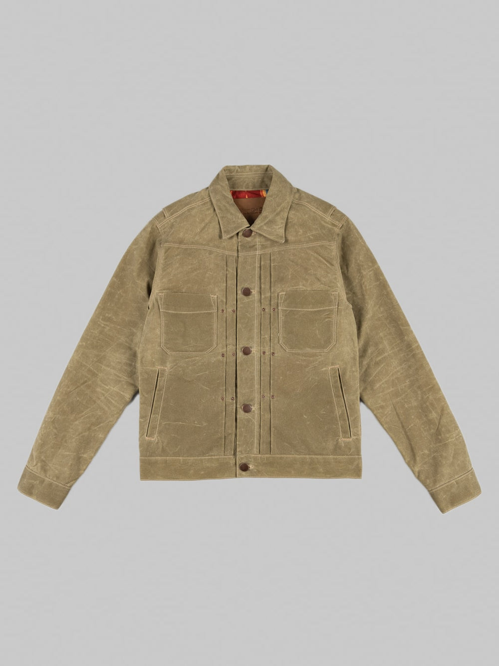 Freenote Cloth Riders Jacket Waxed Canvas Tobacco Tumbleweed Red Inter