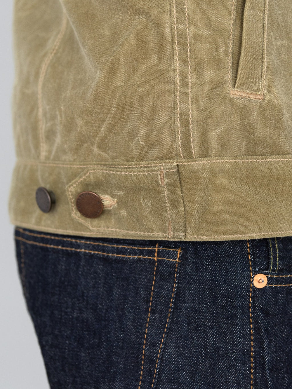 Freenote Cloth Riders Jacket Waxed Canvas Tobacco Brown Interior