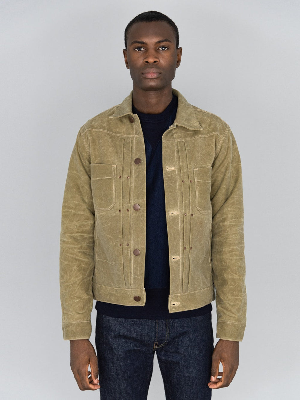 Freenote Cloth Riders Jacket Waxed Canvas Tobacco Brown Interior