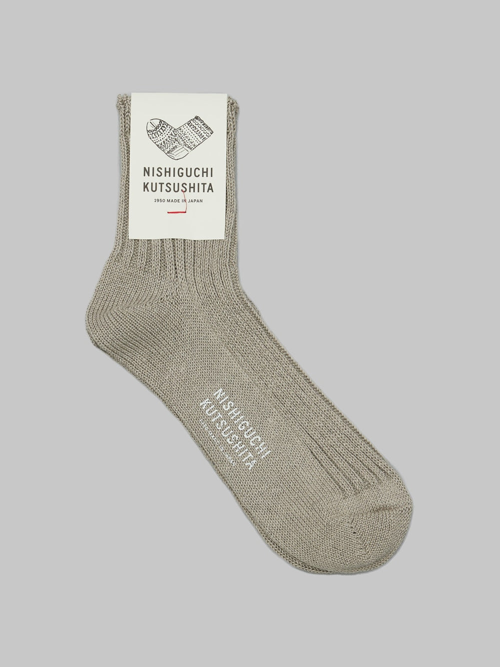 Nishiguchi Kutsushita Linen Ribbed Socks Beige – Breathable Comfort